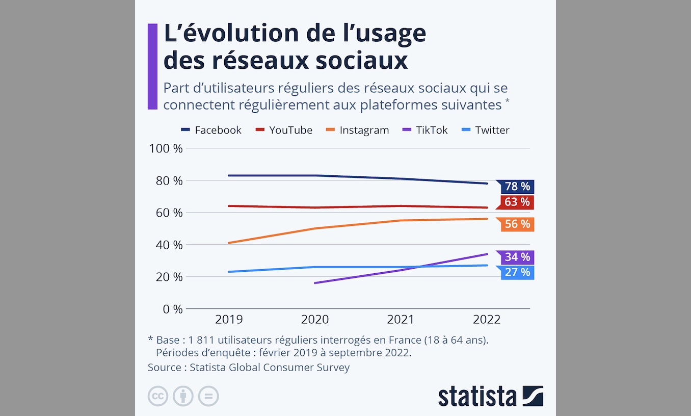 Comment l'usage des réseaux sociaux évolue en France | Mémento l'information claire et ...